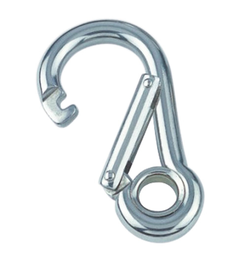 Spring hook with wide opening and eyelet / A4-AISI 316 | Scanmarc A/S